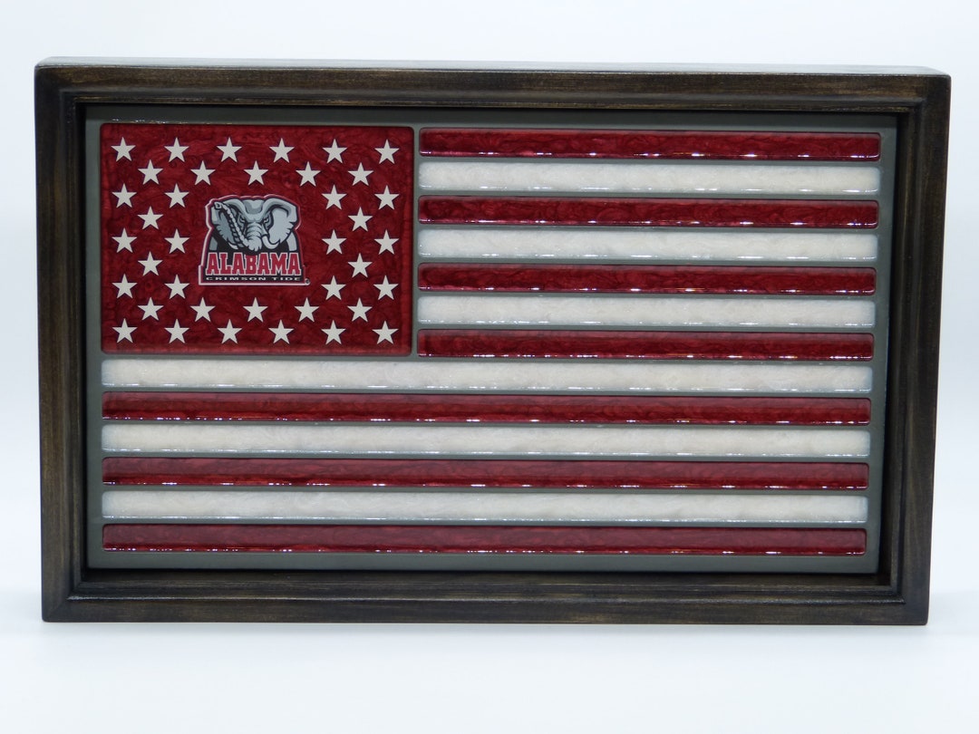 Framed Wood Alabama Crimson Tide Flag - Etsy