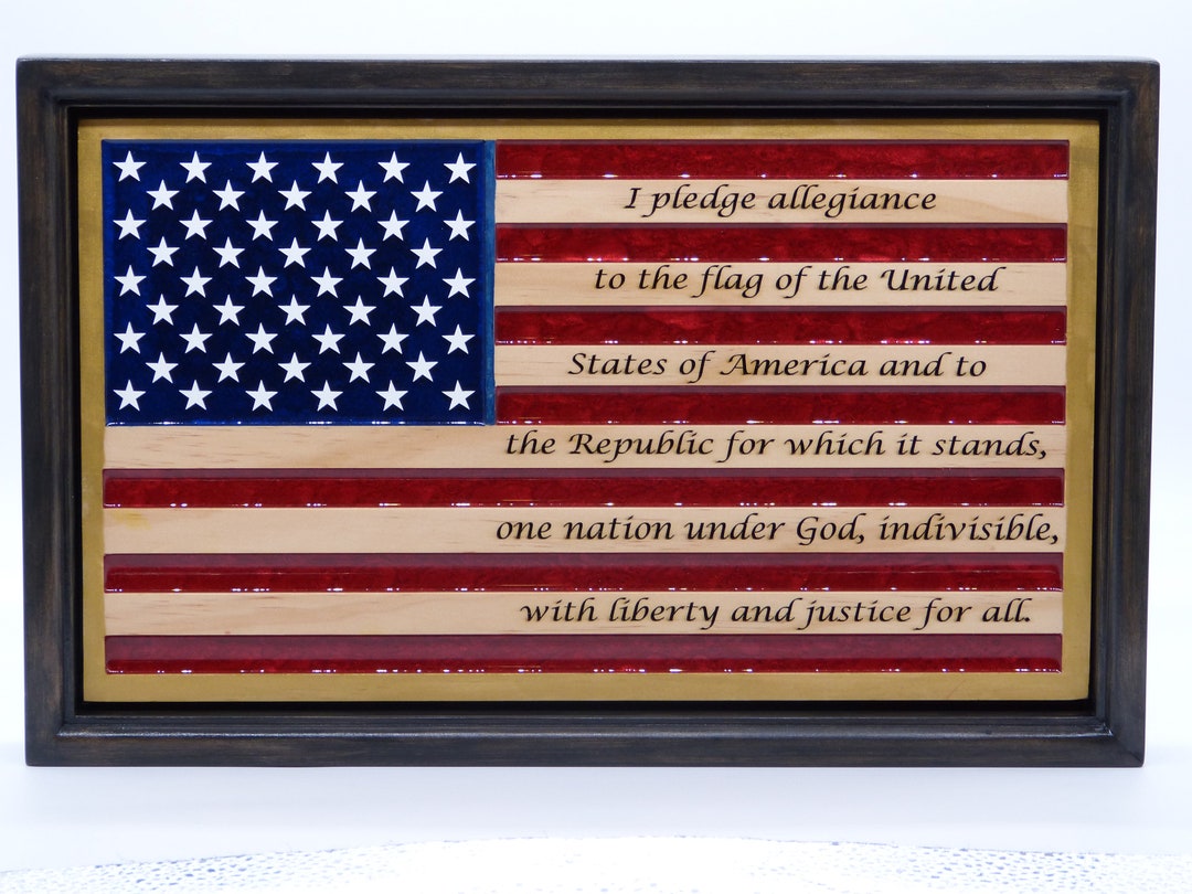 Framed Wood American Flag With Pledge of Allegiance - Etsy