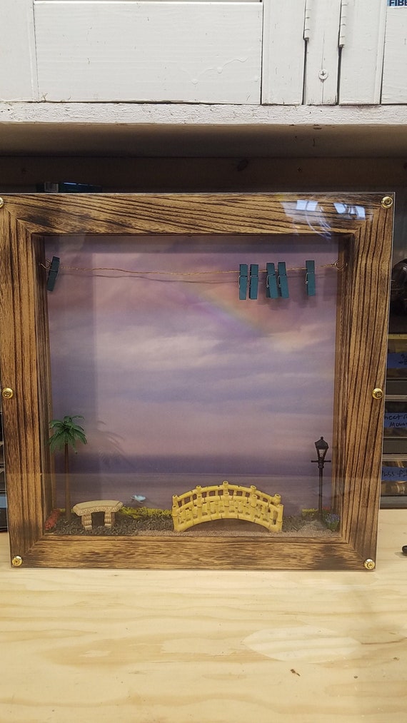 Ocean Beach Park Scene Shadow Box Picture Frame | Etsy