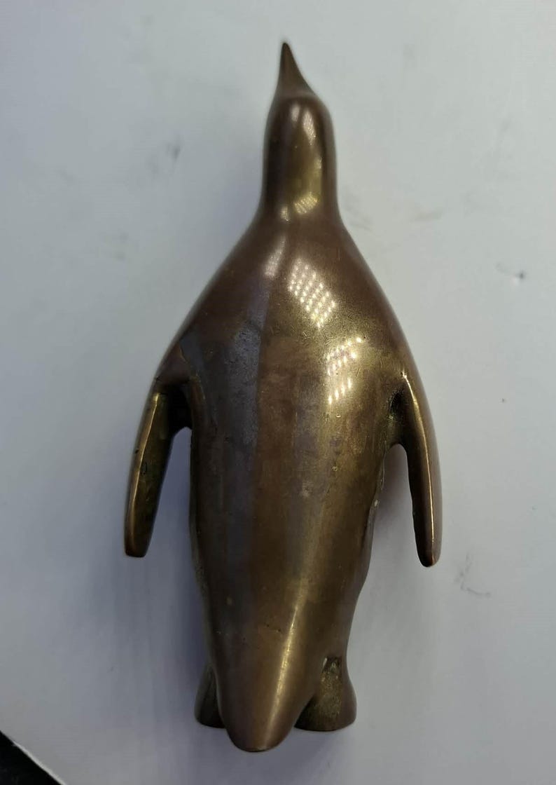 Vintage Solid Brass Penguins MCM "parent & Chick" Sculptures Heavy 713g ...