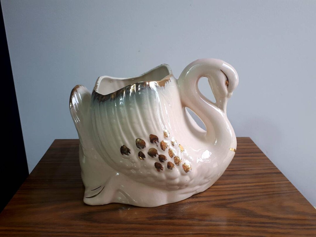 Absolutely Stunning Large Pates Pottery 940 Vintage Swan Planter - Etsy ...