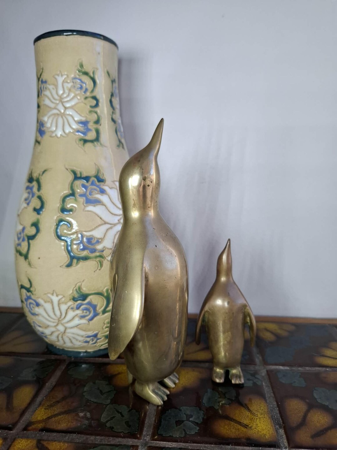 Vintage Solid Brass Penguins MCM "parent & Chick" Sculptures Heavy 713g ...