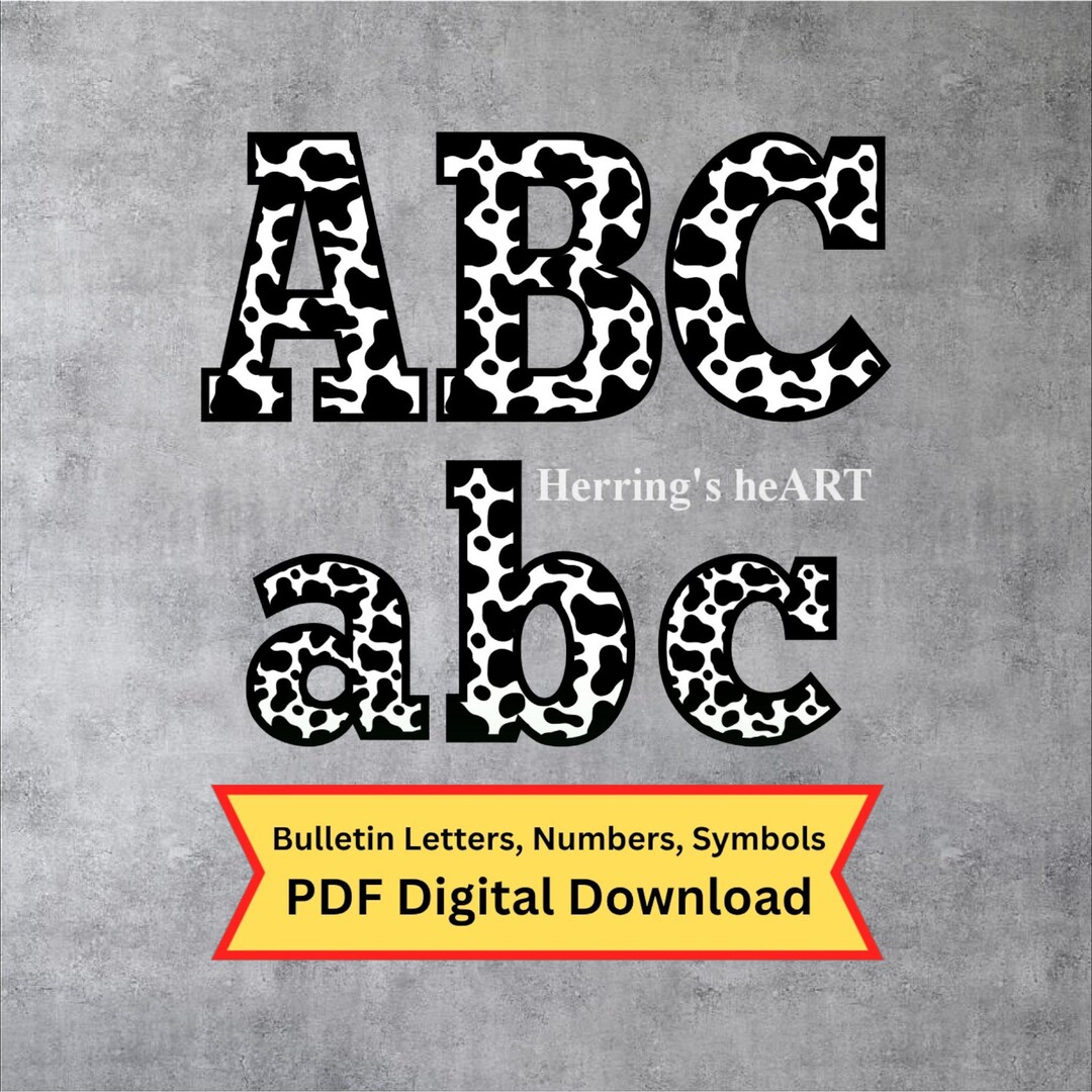 Cow Print Bulletin Board Letters, Printable Letters, Decorative ...