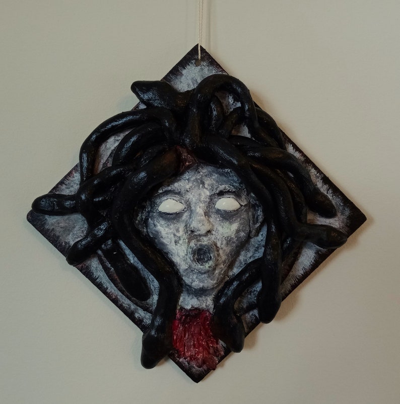 Medusa Turned to Stone With Glowing Eyes Handmade Tile Polymer Clay ...