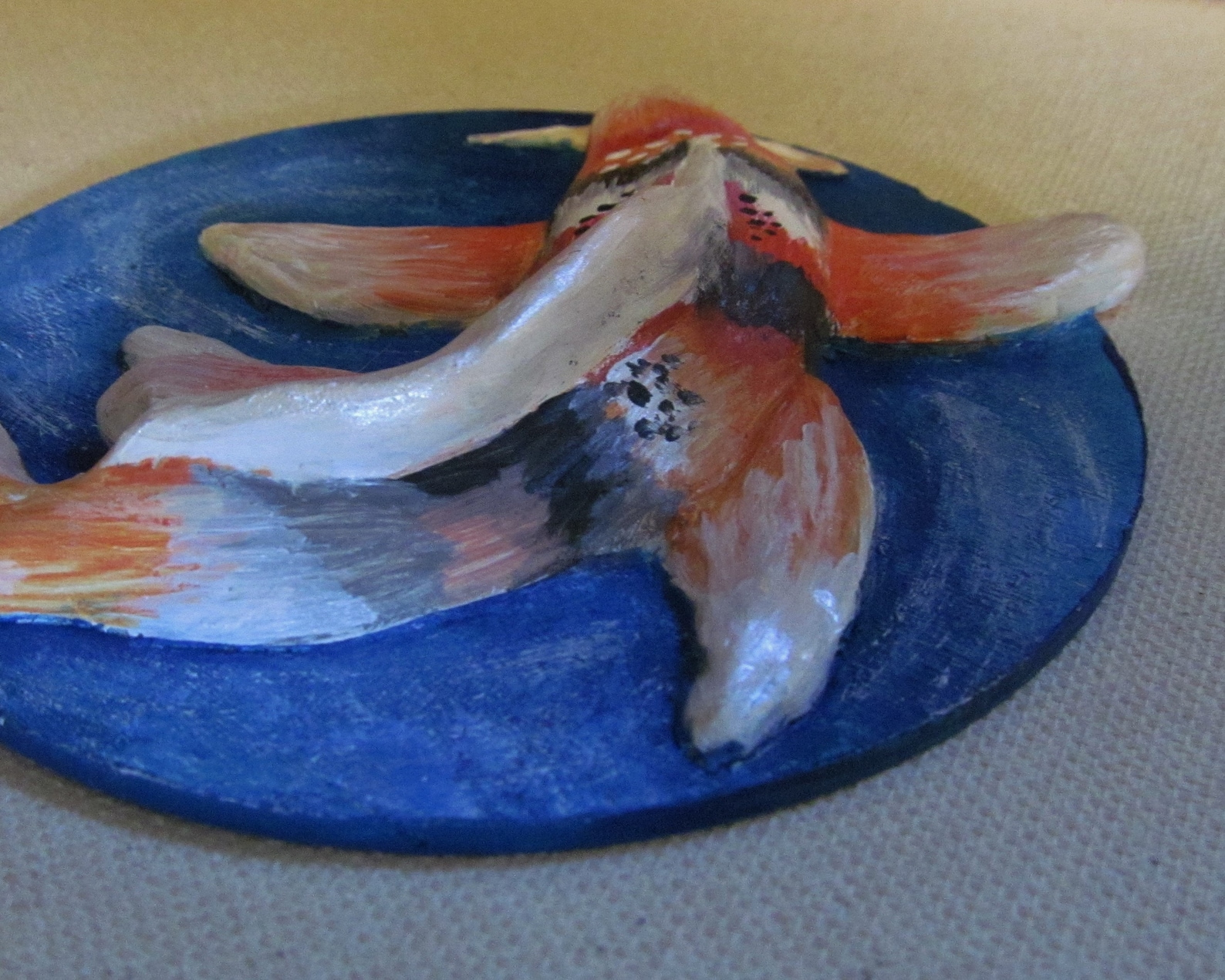 Koi Fish Bas Relief Decorative Hand Sculpted Clay Ornament - Etsy