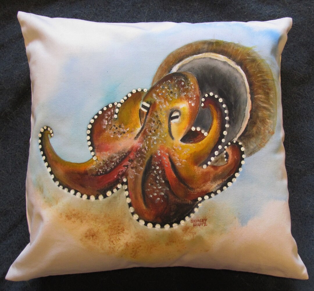 Hand Painted Batik Style Coconut Octopus Pillow Cover - Etsy
