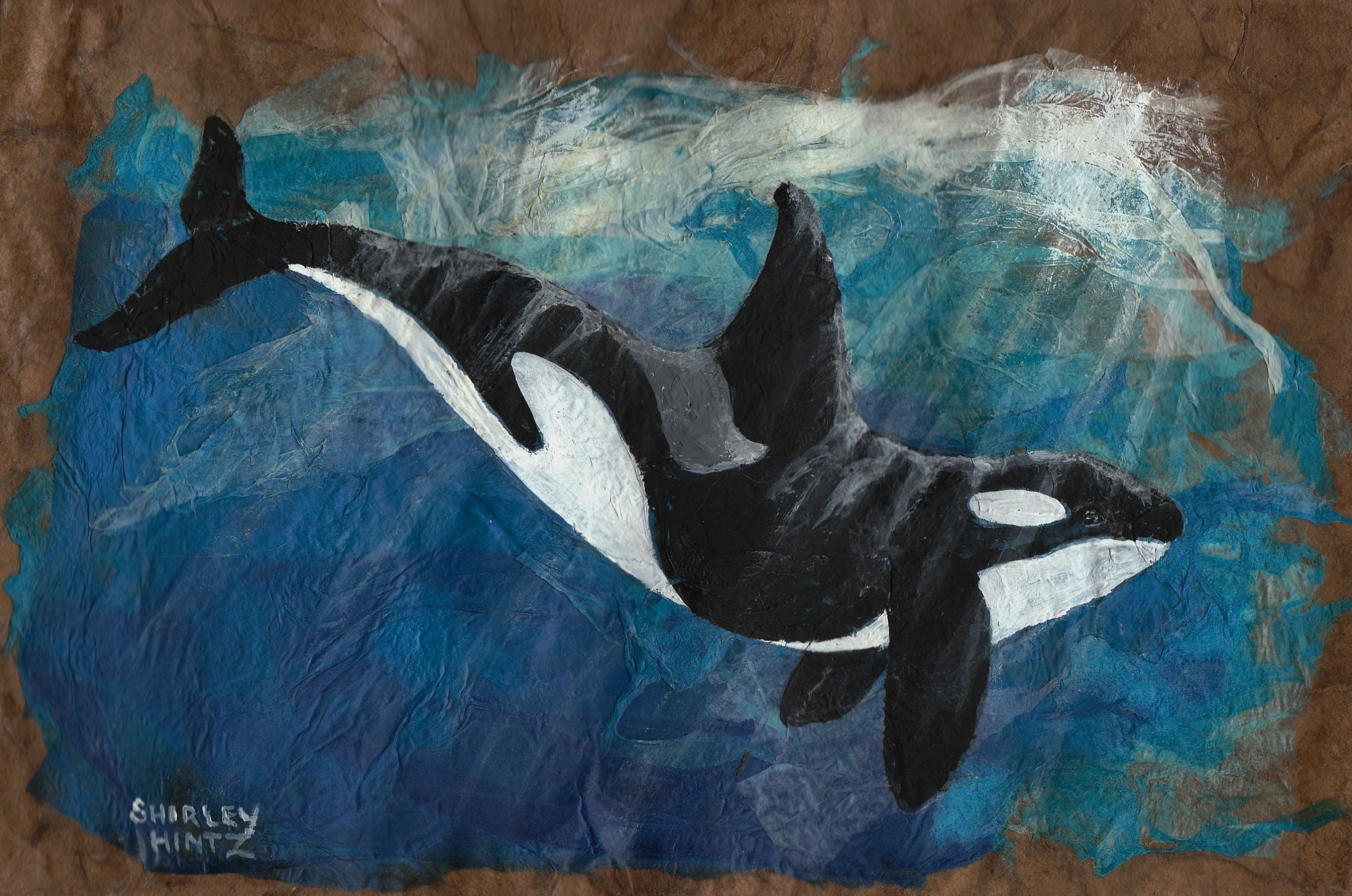 Handmade Papier Mache Coptic Bound Painted Orca Journal - Etsy