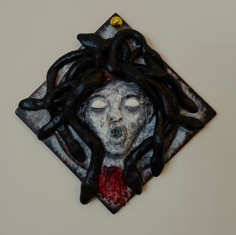 Medusa Turned to Stone With Glowing Eyes Handmade Tile Polymer Clay ...