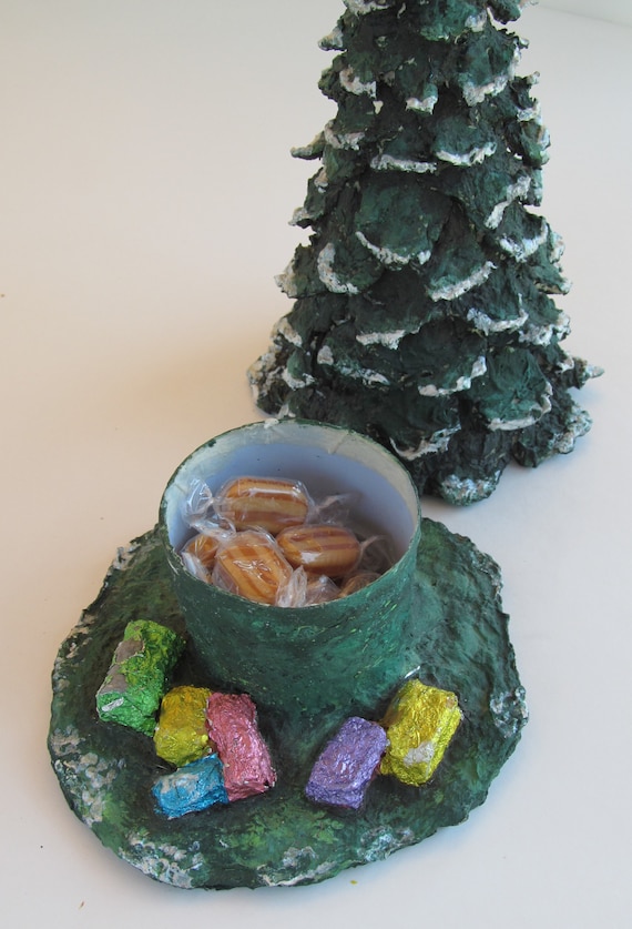 How to Make a 3D Papier Mache Christmas Tree Candy Dish | Etsy