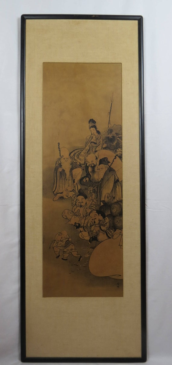 Antique Japanese Lithograph Featuring the Seven Gods of | Etsy