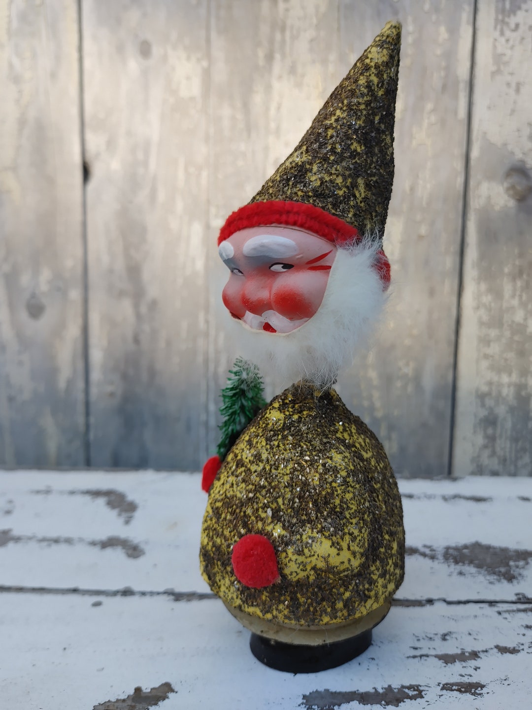 Vintage Bobblehead Paper Mache Santa Candy Container, 1950s Paper Mache ...
