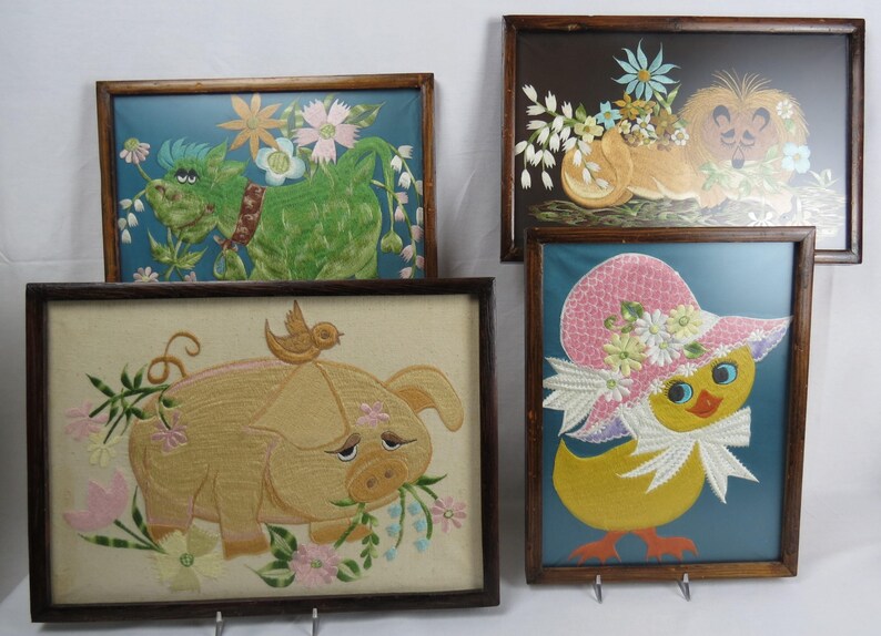 Adorable Vintage Japanese Bunka Embroidery Chick Framed for - Etsy