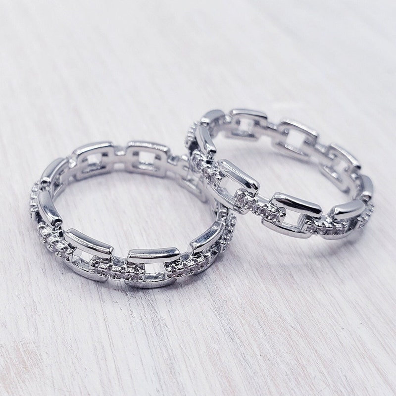 Silver Chain Ring - Etsy