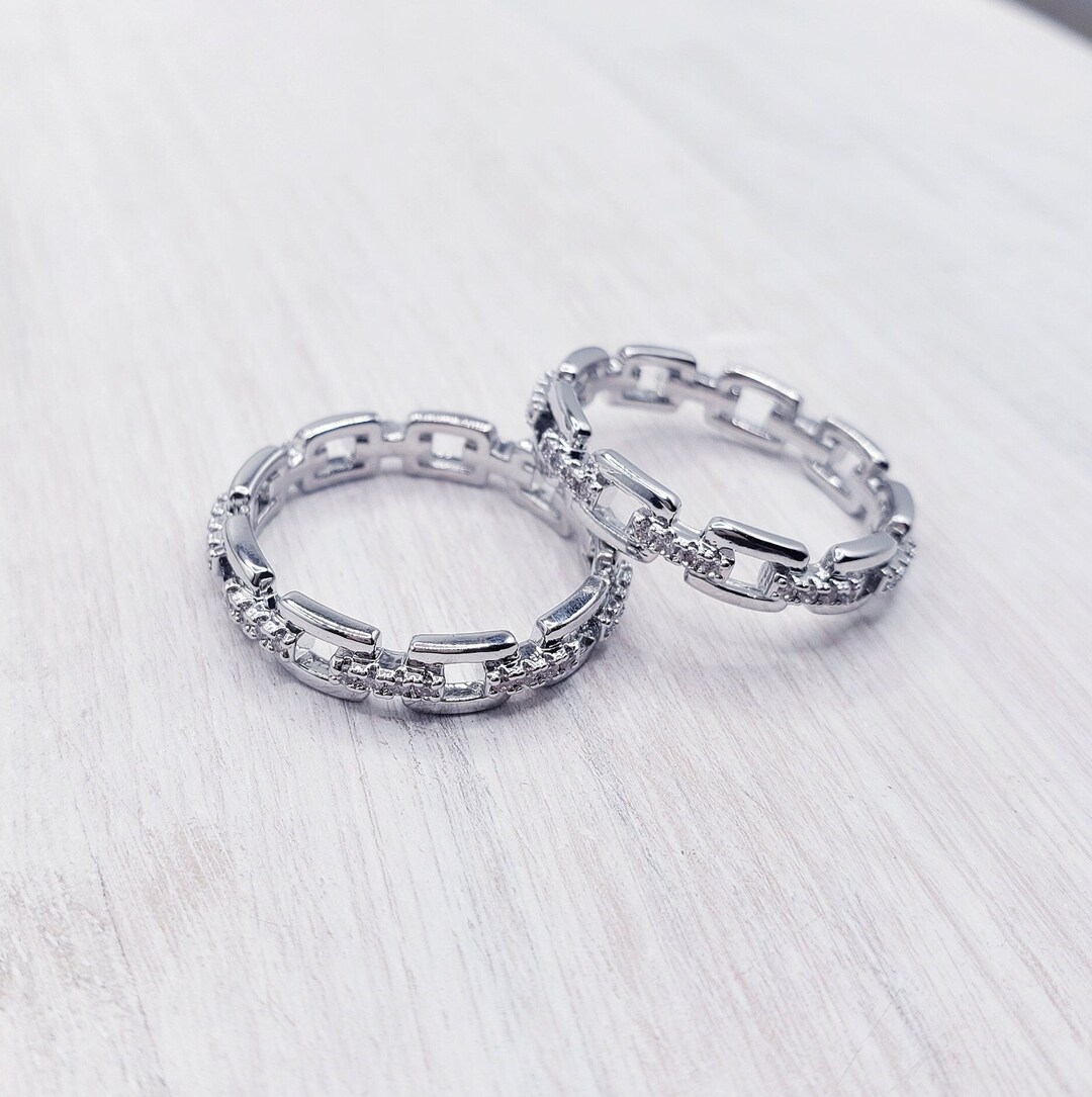Silver Chain Link Ring, Silver Chain Link Ring for Women, Cubic ...