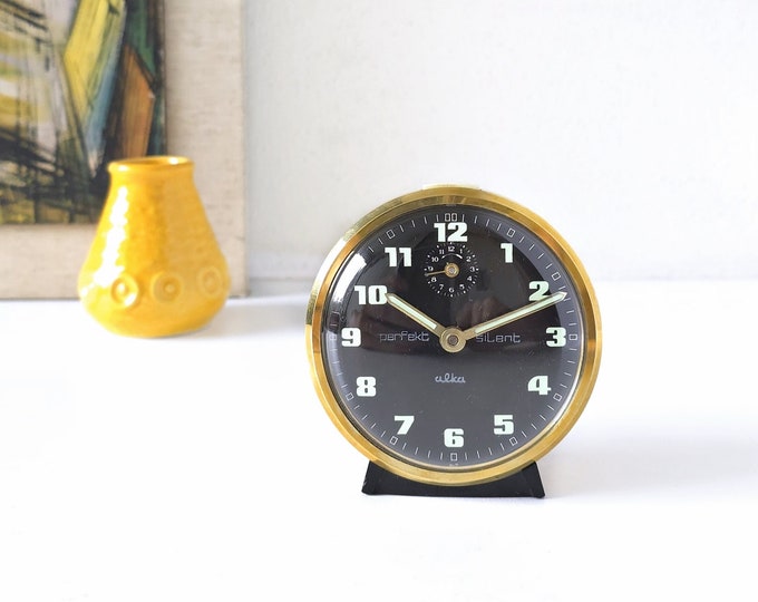 ALKA, Yellow and Black Mid Century Alarm Clock, Germany - Etsy