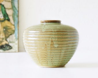 Retro 16 Tall MARZI & REMY Green and Yellow Vase 1031/42, West German Pottery Fat Lava Vase ...