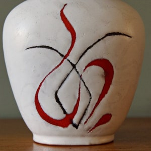 CARSTENS, White Mid Century Vase, Red and Black Arkona Decor, West ...