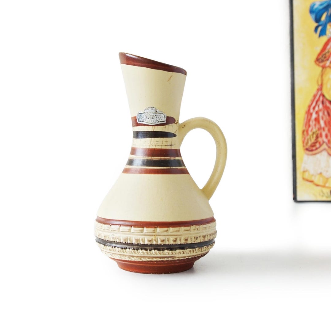 BAY KERAMIK Yellow and Brown Mid Century Vase, West German Pottery - Etsy