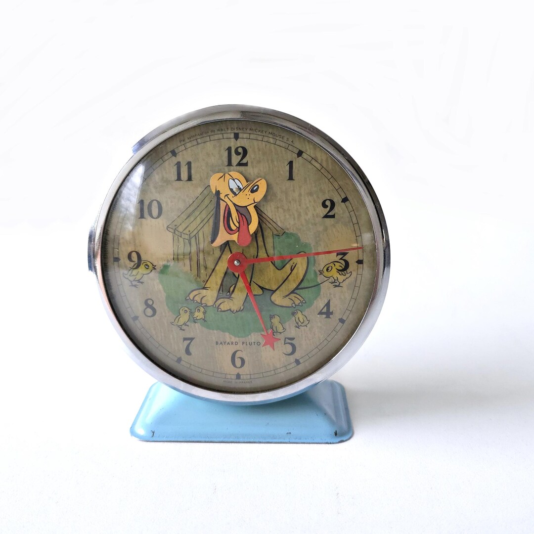BAYARD, Mid Century Animated Pluto Alarm Clock, Disney Clock, Made in France. - Etsy