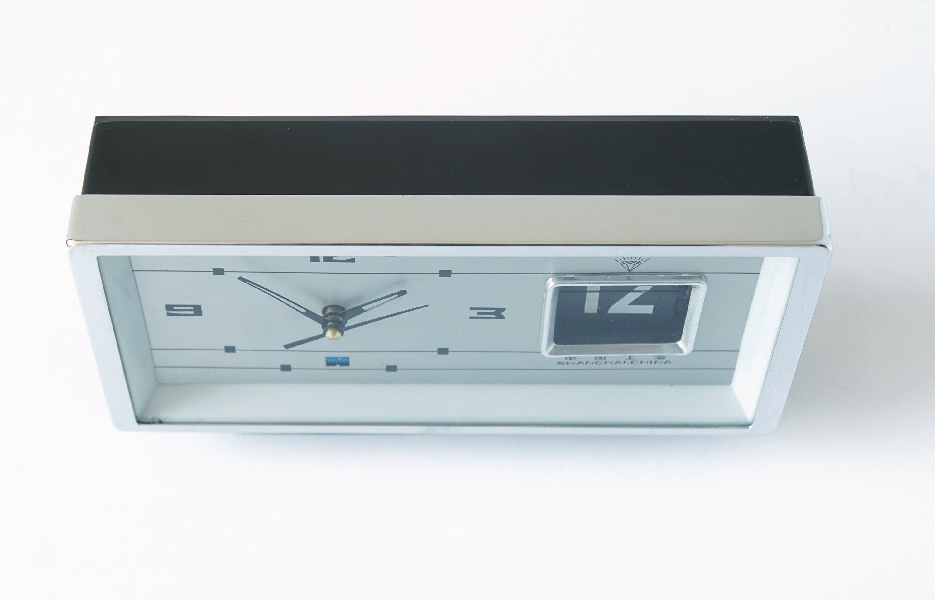 Black and Chrome Mid Century Alarm Clock / Desk Clock With | Etsy