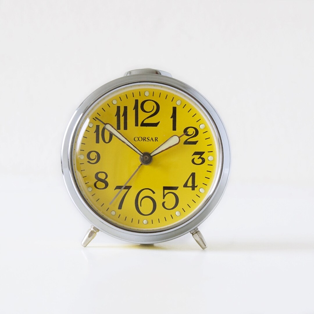 CORSAR Yellow Metal Mid Century Alarm Clock, Made in Hungary - Etsy