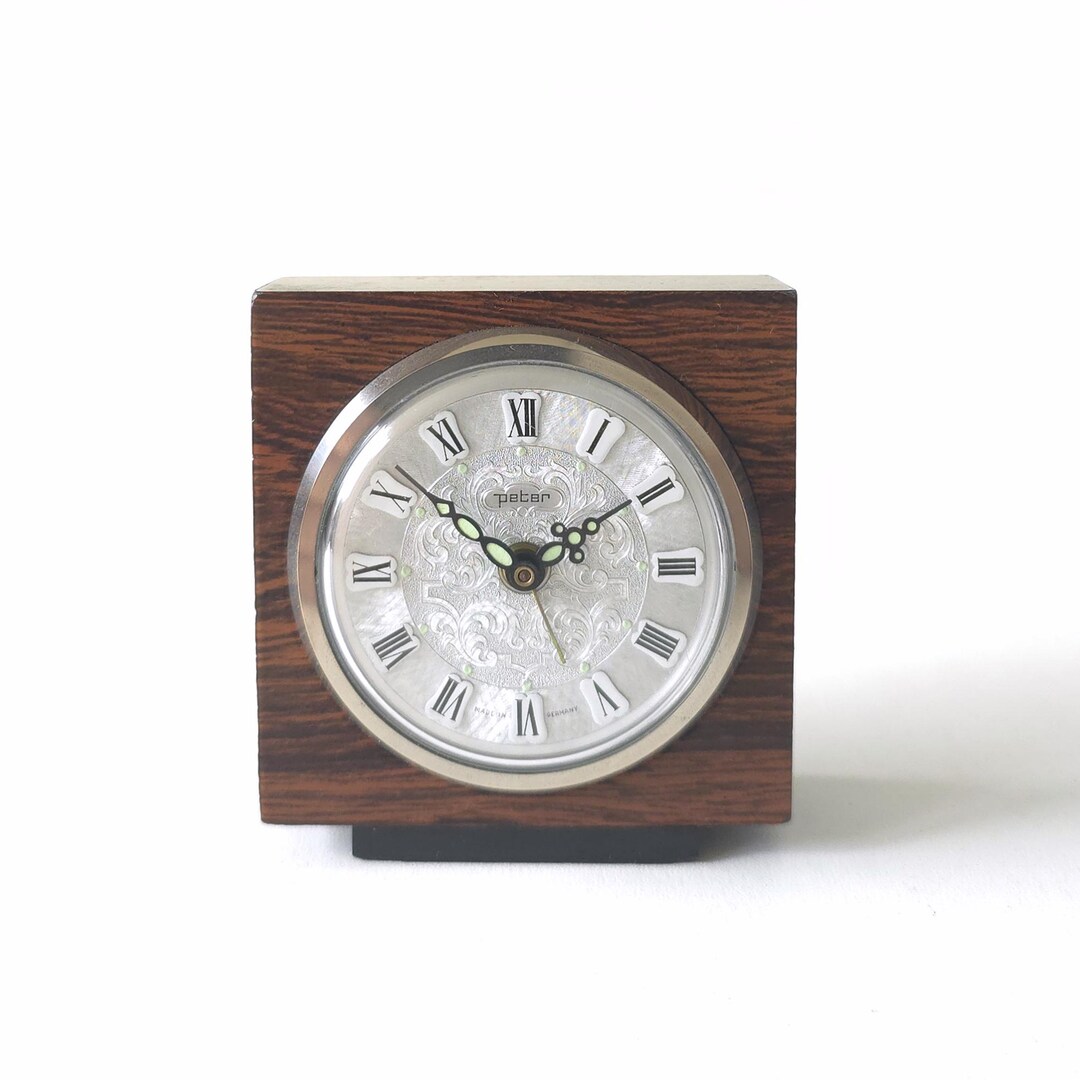 PETER, Mid Century Wood Look Alarm Clock, Filigrain Decor, Germany - Etsy