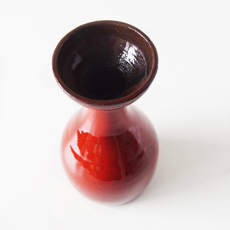 Red Mid Century Vase, European Studio Pottery - Etsy