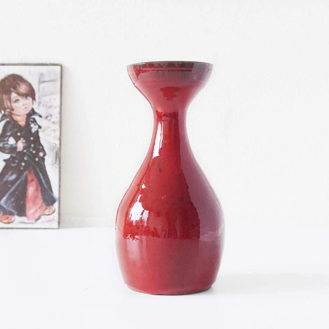 Red Mid Century Vase, European Studio Pottery - Etsy