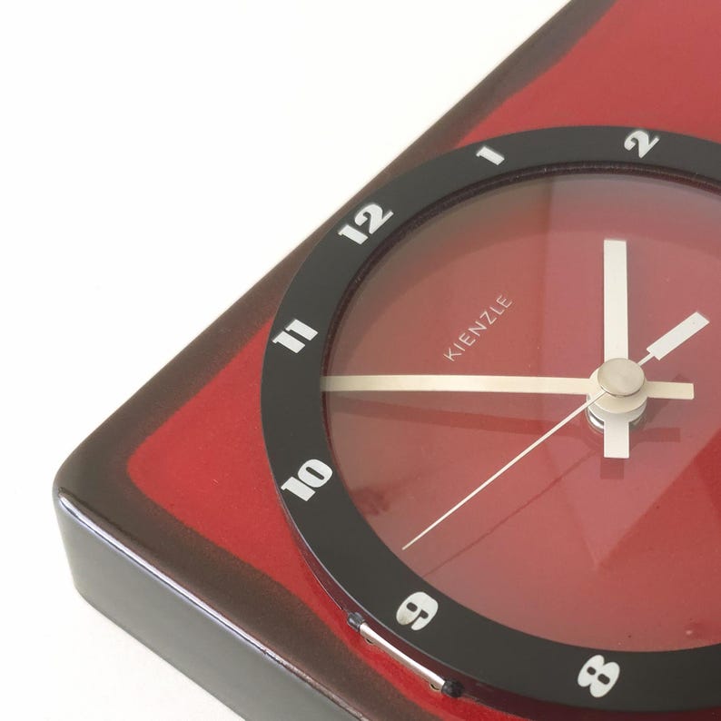 Kienzle Red Ceramic Kitchen Wall Clock With Timer - MCM West Germany - Etsy