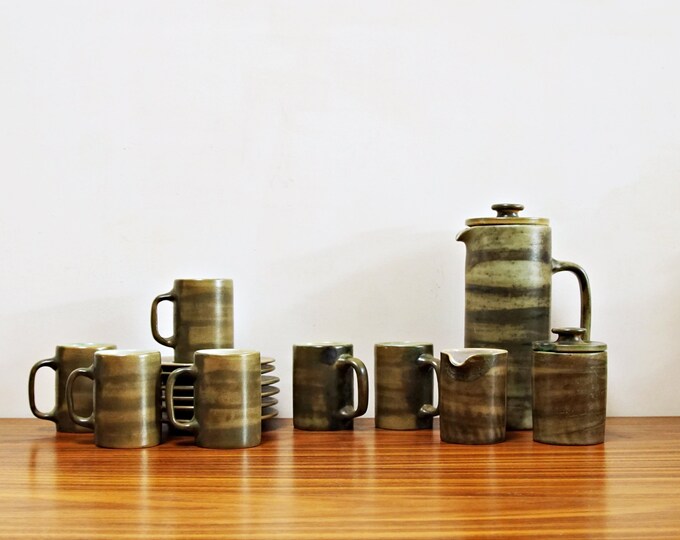 Green and Brown Mid Century Coffee Set, by Ambacht Volendam, Dutch ...