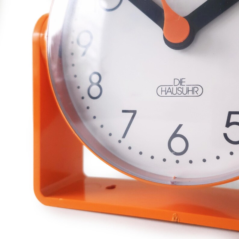 HAUSUHR, Orange Mid Century Rotating Wall Clock / Table Clock, Germany ...