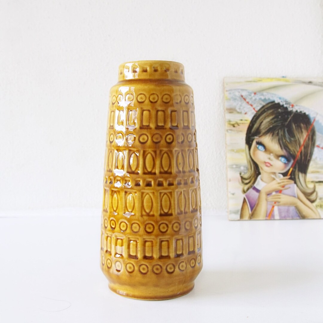 SCHEURICH Inka, Ochre Mid Century Vase, West German Pottery - Etsy