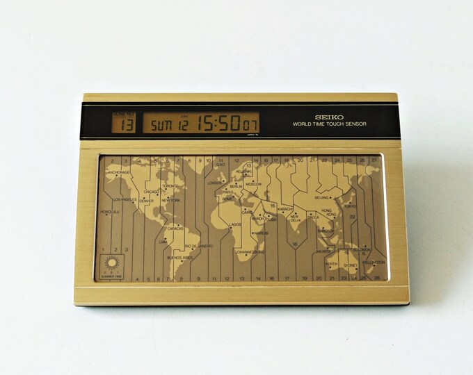SEIKO, Vintage World Time Touch Sensor Table Clock / Desk Clock - Etsy