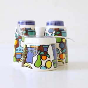 GOEBEL, Mid Century Pepper, Salt and Mustard Set , Colorful Fruit Decor ...