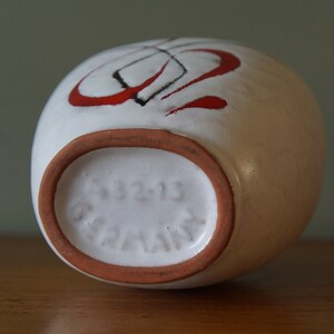 CARSTENS, White Mid Century Vase, Red and Black Arkona Decor, West ...