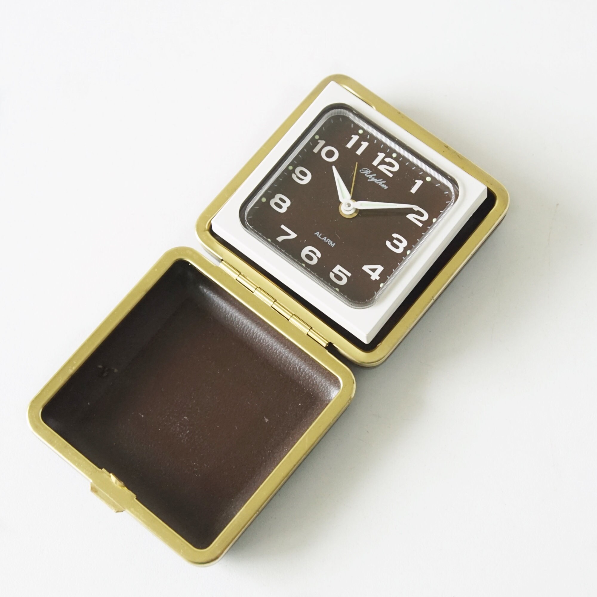 RHYTHM Brown and White Mid Century Travel Alarm Clock, Japan - Etsy