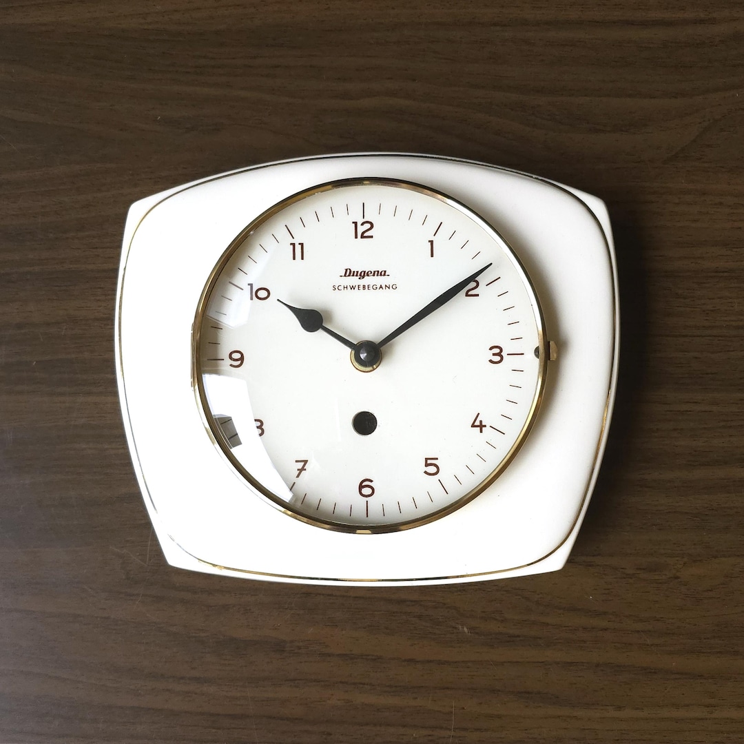 DUGENA, White Mid Century Ceramic Wall Clock, Germany - Etsy