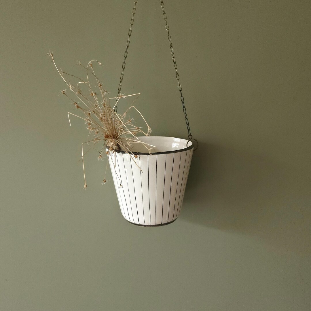 JAWE Mid Century Hanging Planter L Hand-painted, West German Pottery - Etsy