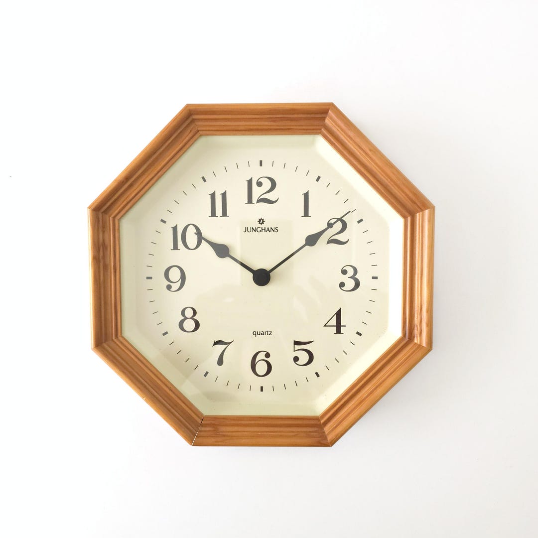 JUNGHANS Vintage Octagonal Wall Clock in Wood, Germany - Etsy