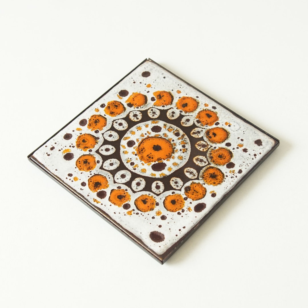 Mid Century Trivet, Brown and Orange Seventies Decor, European Pottery ...