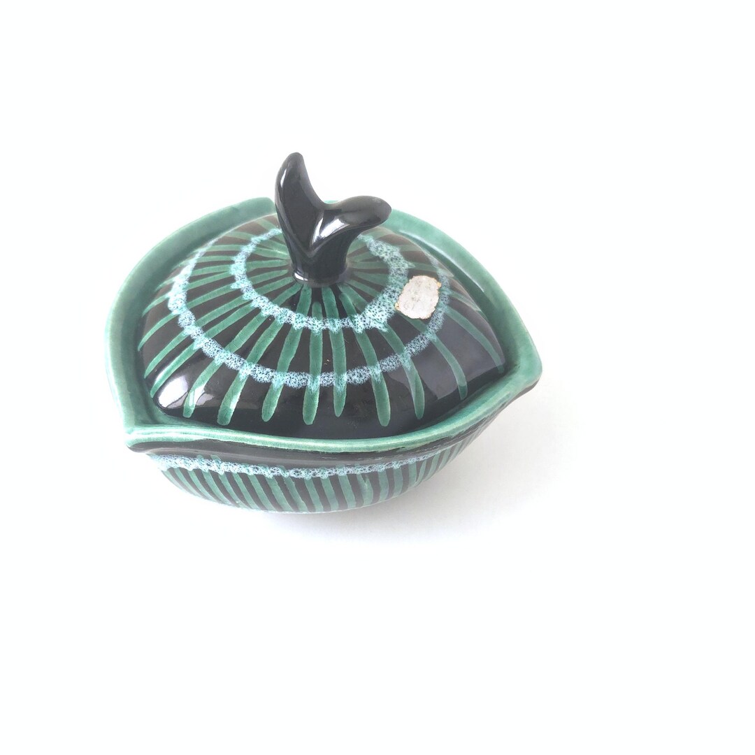 Scheurich & Greulich Mid-century Bowl With Lid L Black and Green Bamboo ...