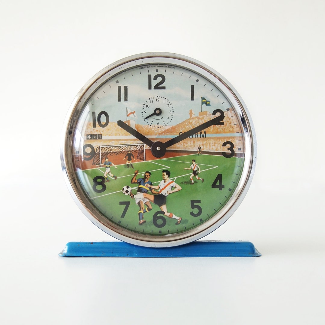 STURM Rare Mid Century Alarm Clock Animated Soccer Decor - Etsy