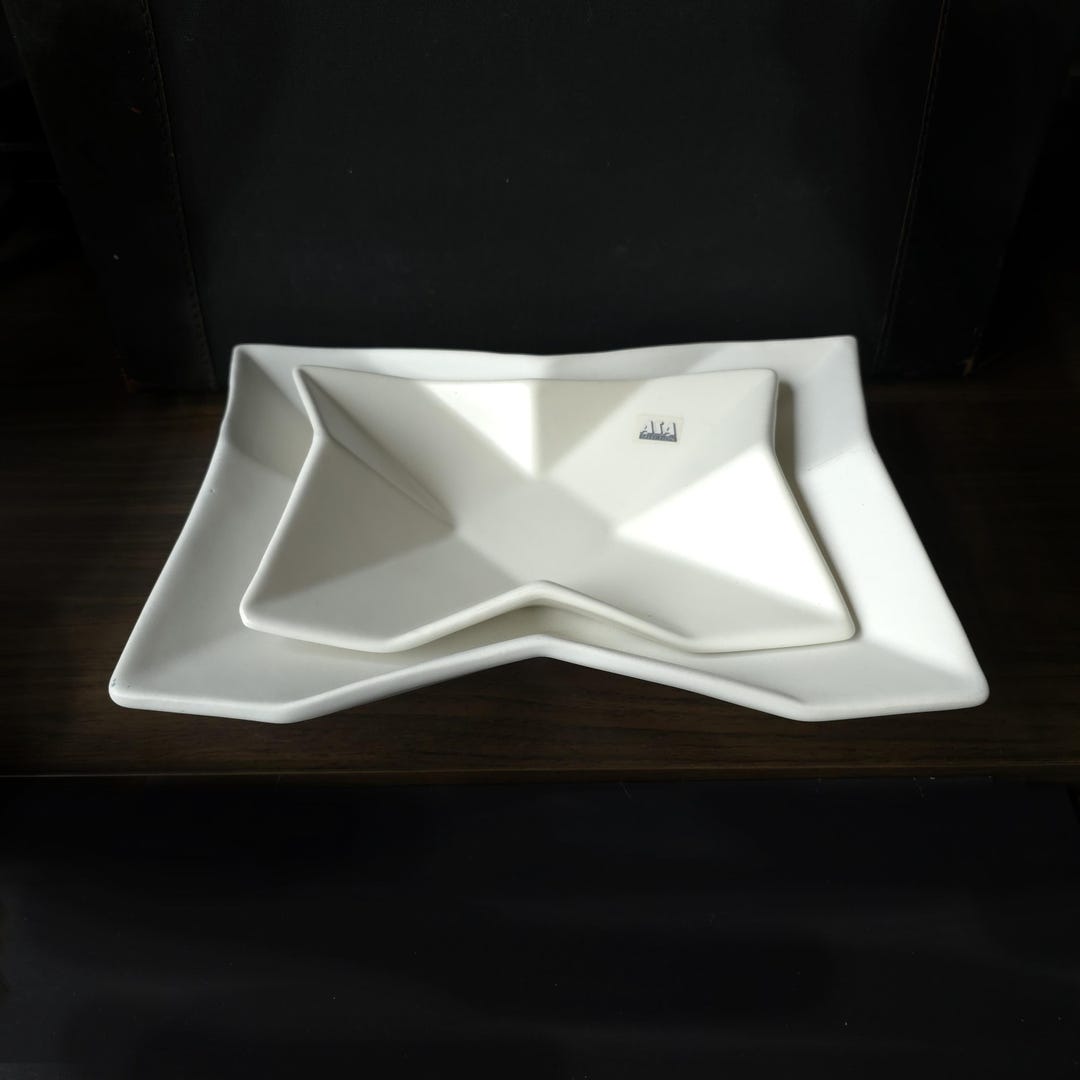 ASA Pair of White Post Modern Bowls, Sculptural Folded Shape, "origami ...