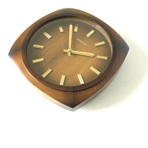 DUGENA, Mid Century Wall Clock in Wood and Brass, West Germany - Etsy