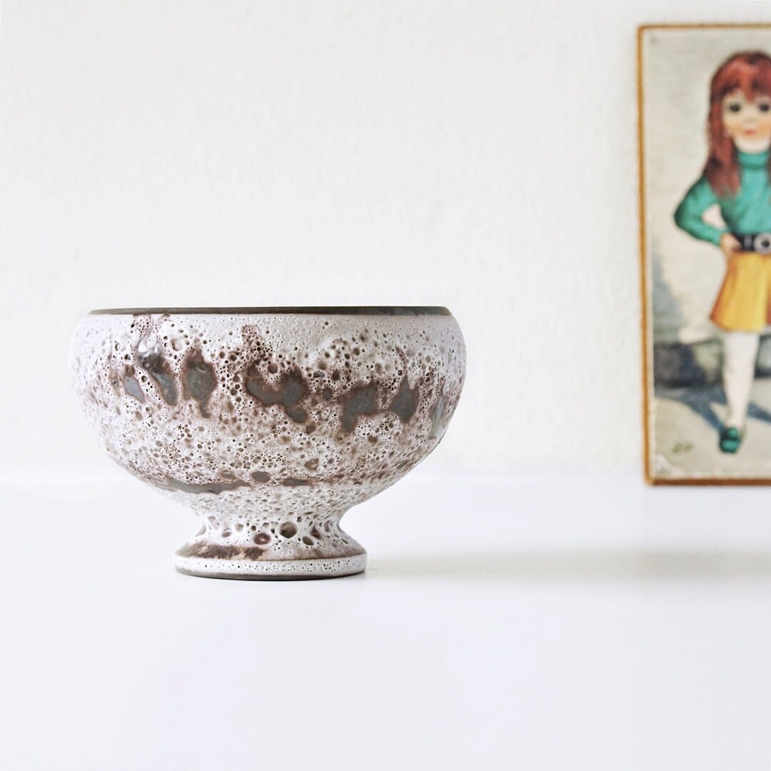 Mid Century Footed Fat Lava Planter, in Brown and off White, Dutch ...