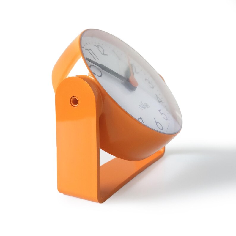 HAUSUHR, Orange Mid Century Rotating Wall Clock / Table Clock, Germany ...