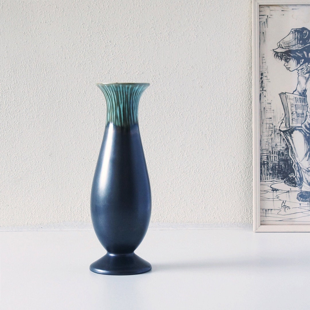 Black and Green Mid Century Vase by Staffel, West German Pottery - Etsy