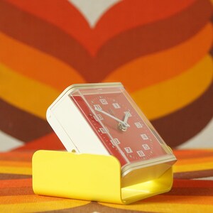 LUMEN, Red and Yellow Mid Century Travel Alarm Clock Made in West ...