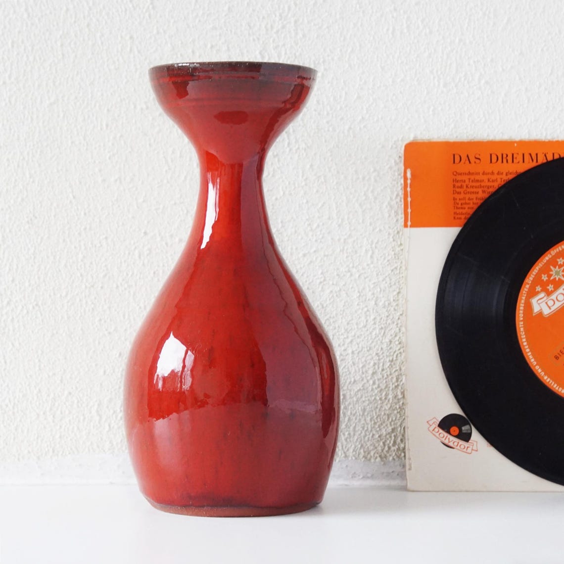 Red Mid Century Vase, European Studio Pottery - Etsy