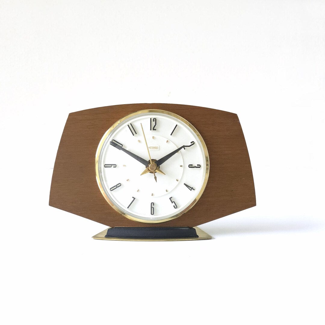 METAMEC Mid Century Wooden Desk Clock / Table Clock, England - Etsy